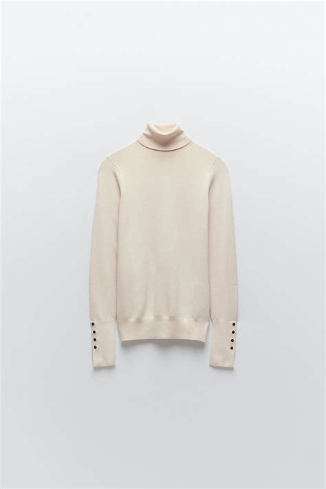 Zara High Collar Knit Sweater In Cream — Ufo No More