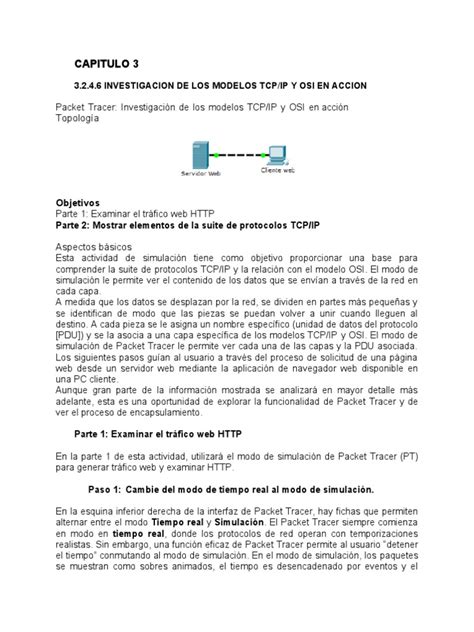 3 2 4 6 Packet Tracer Investigating The Tcp Ip And Osi Models In Action Descargar Gratis Pdf