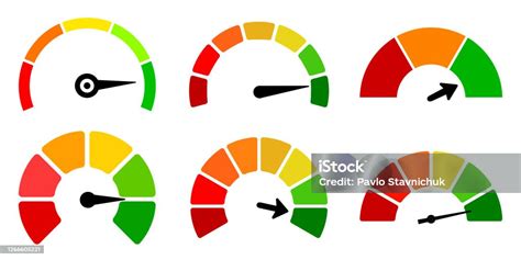 설정 스케일 속도 평가 아이콘 색상 속도계 타코스터 표지판 만족 기압계 빠른 속도 표지판 성능 측정 주식 벡터 감정에 대한 스톡 벡터 아트 및 기타 이미지 Istock