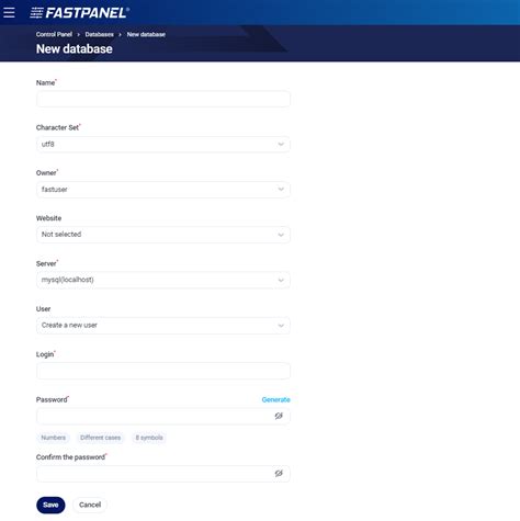 Hướng dẫn cách tạo database trên FASTPANEL