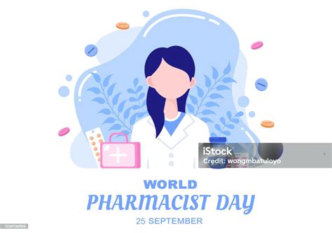 9월 25일에 개최되는 세계 약사의 날 의사 의학 및 알 약 개념 배경 배너 또는 포스터 방문 페이지 벡터 일러스트레이션 9월에 대한 스톡 벡터 아트 및 기타 이미지