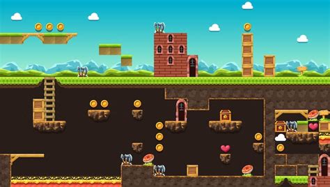 premium vector video game level with elements side view