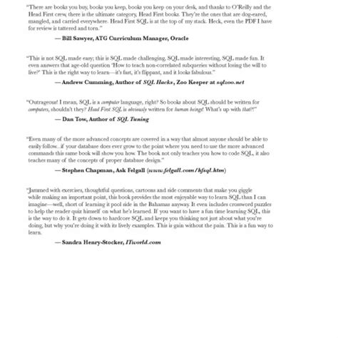 Head First SoftHead First SQL Your Brain On SQL A Learners Guide