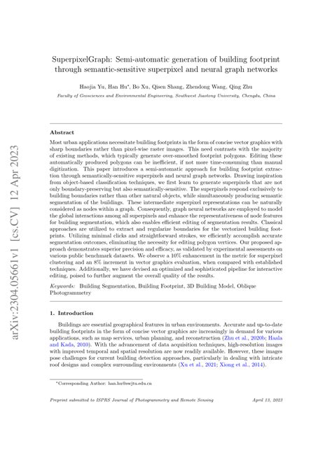 Pdf Superpixelgraph Semi Automatic Generation Of Building Footprint