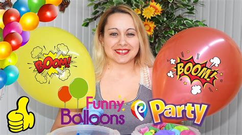 Blowing Up And Popping Out Colorful Balloons Blue Gloves Youtube