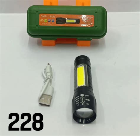 Plastic White 228 Small Sun Rechargeable Mini Torch Battery Type