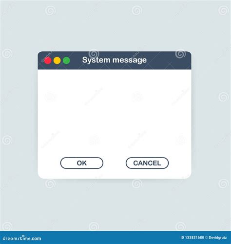 Old School Operating System Message Template Classic Computer User Interface Element With Ok