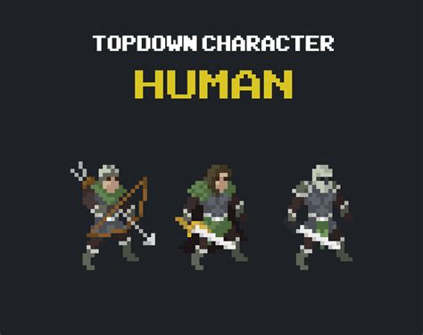 Humans Top Down Pixel Art Character Assets By Sanctumpixel
