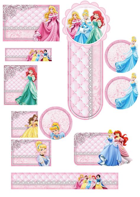 Arquivo Corte Digital Etiqueta Escolar Princesas Disney Elo7