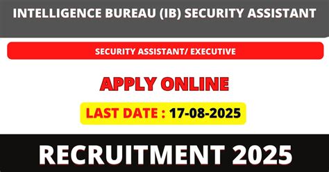 Ib Security Assistant Recruitment 2025 4987 Post Apply Online