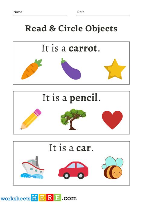 Read And Circle Correct Objects Activity Worksheets For Kindergarten Worksheetsh… In 2025