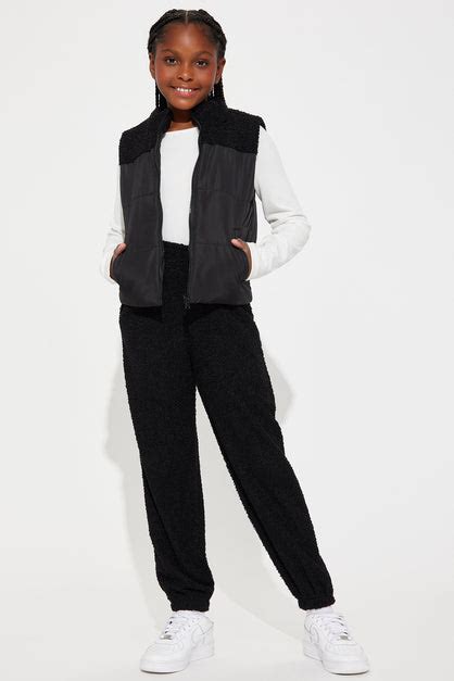Mini Cali Girl Sherpa Pant Set Black Fashion Nova