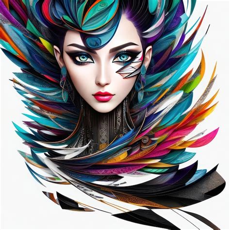 Premium Ai Image A Woman With Colorful Feathers On Her Face Is Shown
