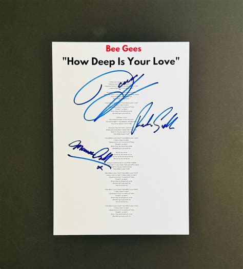 Bee Gees How Deep Is Your Love A4 Autographed Lyric Sheet Etsy