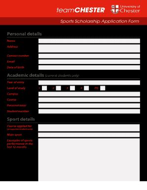 Fillable Online Sport Scholarship Application Form University Of