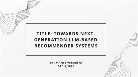 title towards next generation llm based recommender systems subtitle a