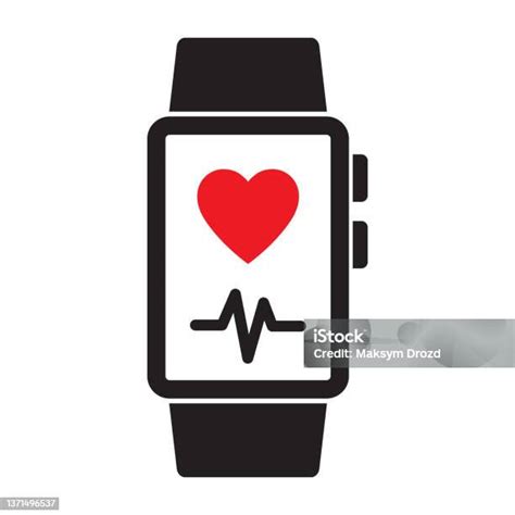 피트니스 트래커 아이콘 화면 벡터 일러스트레이션에 빨간색 하트가 있는 피트니스 트래커 건강관리와 의술에 대한 스톡 벡터 아트 및
