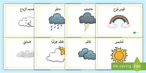 حمّل بطاقات كلمات الطقس بطاقات تدريس حالات الطقس للأطفال