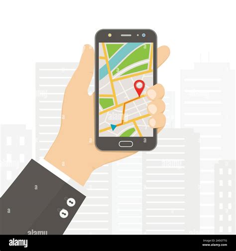 Hand Holding Smartphone With Gps Navigation Map On Screen Mobile
