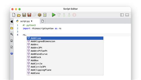 Rhino Script Editing Features