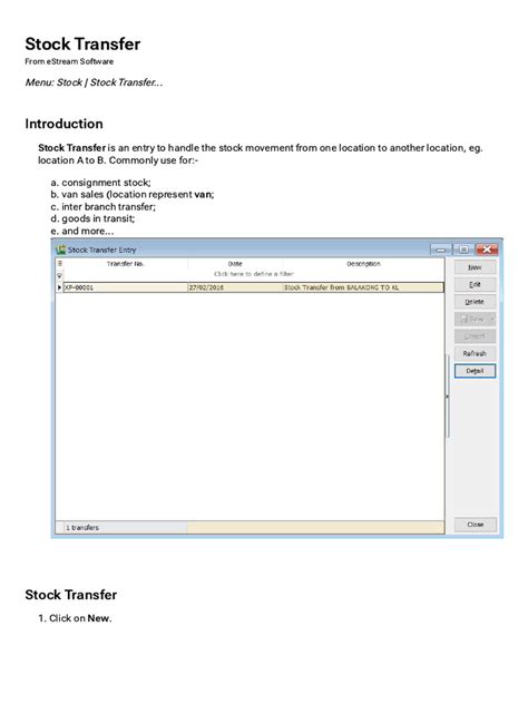 Stock Transfer Estream Software Pdf