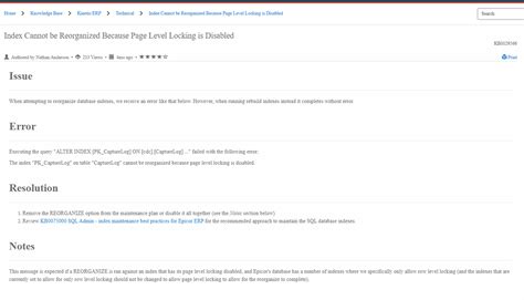 Disabled Page Level Locking On Almost All Indexes Why Kinetic