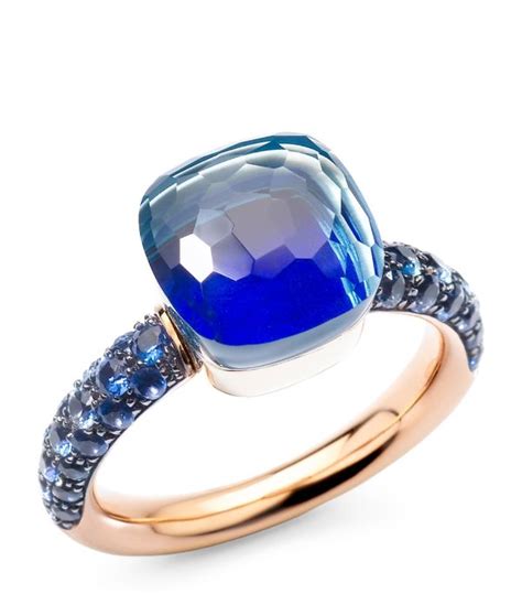 Pomellato Mixed Gold Blue Topaz And Lapis Nudo Ring Harrods US