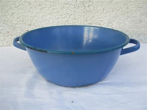 BASSINE EN TOLE Emaillee Bleue Ancienne EUR PicClick FR