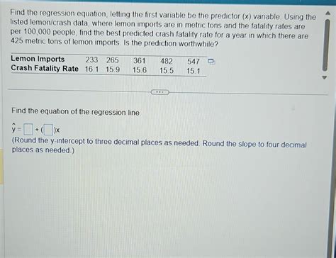 Solved Find The Regression Equation Letting The First