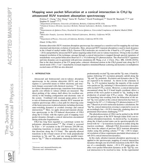 Pdf Mapping Wave Packet Bifurcation At A Conical Intersection In Ch 3