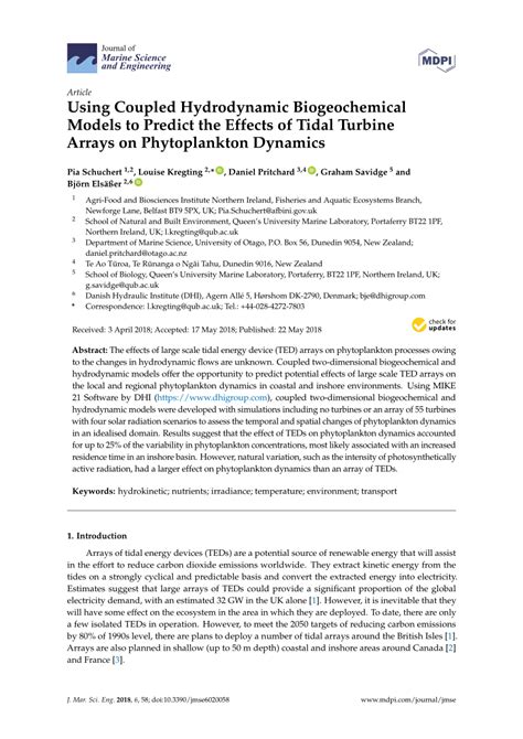 Pdf Using Coupled Hydrodynamic Biogeochemical Models To Predict The