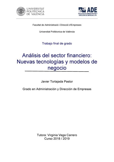 Análisis del sector financiero Nuevas tecnológias y modelos de negocio