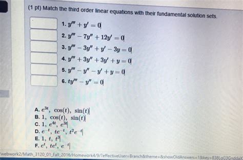 Solved Match The Third Order Linear Equations With Their Chegg