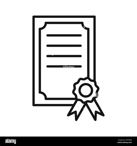 Certificate Icon 2 Black Line Art Vector In Black And White Outline