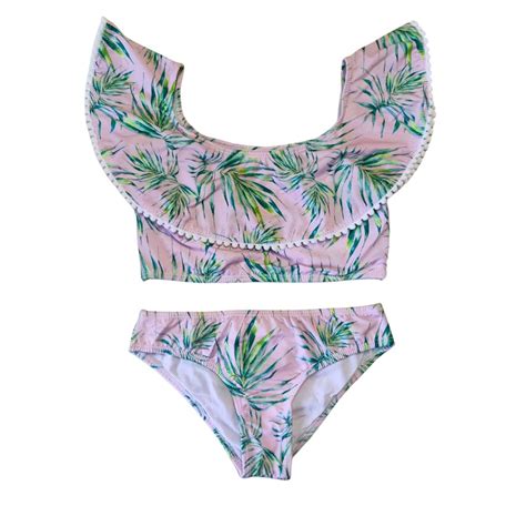 Biquíni Lycra Proteção Upf50 Babado Ruffle Pink Light Banho Maria