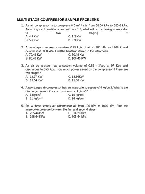 Multi Stage Compressor Sample Problems Pdf