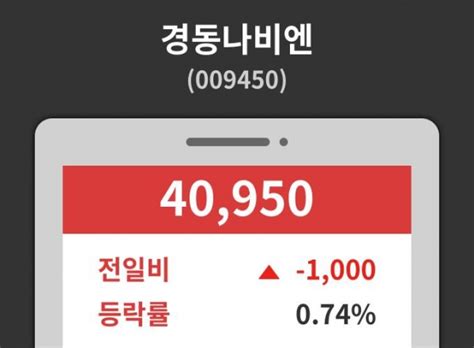 데일리 주가정보 경동나비엔 009450 오후 12시 30분 기준 및 주식시황 데일리시큐