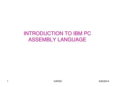 PPT INTRODUCTION TO IBM PC ASSEMBLY LANGUAGE PowerPoint Presentation ID 3404329