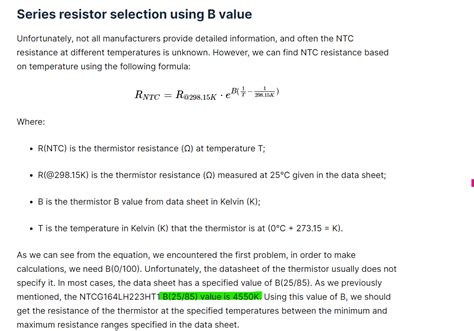 Thermistor Series Resistor Selection Using B Value Electrical