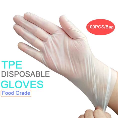 ถุงมือ Tpe 100ชิ้น ถุงเกรดอาหาร ถุงมือกันไฟฟ้าสถิตย์หนาป้องกันไฟฟ้า