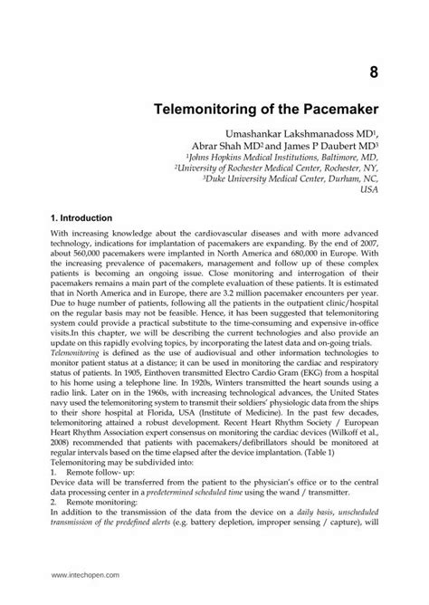 Pdf Telemonitoring Of The Pacemaker Intechopen · Database Either By