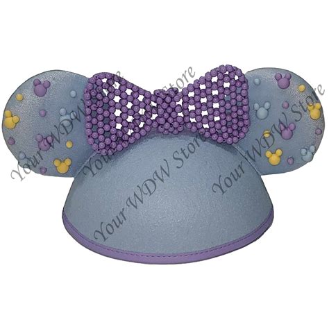 Disney Parks Adult Ears Hat Minnie Mouse Purple Beaded Bow