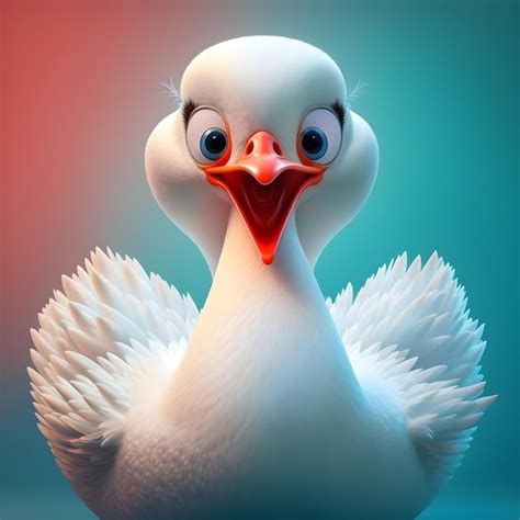 Cisne Super Fofo No Estilo De Pixar Cartoon Generative Ai Foto Premium