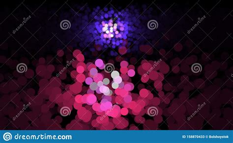 Endless Beautiful Small Circles Of Pink And Purple Color Illuminated By A Flashlight Flare