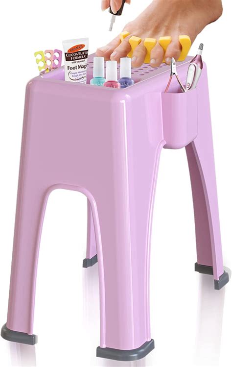 Skywin Shower Shaving Foot Rest Plastic Shower Stool For Shaving Legs 3 Pockets Hold Shaving