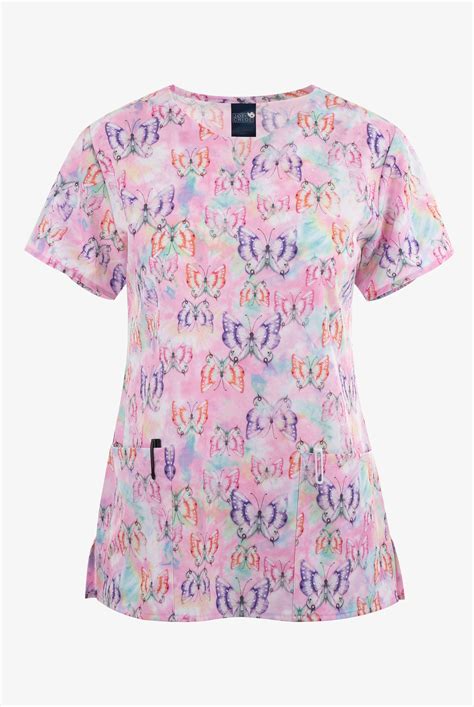 Zoe And Chloe Tie Dye Flight Butterfly Womens 2 Pocket Stretch Notch