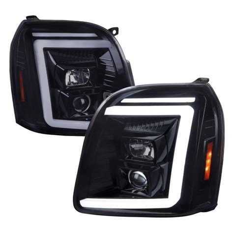 Spec D 2LHP DEN07G G2 TM Gloss Black Smoke Sequential LED DRL Bar Projector Headlights