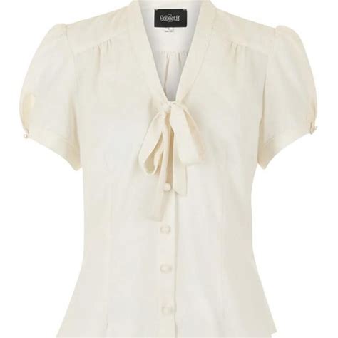 Collectif Womens White And Cream Blouse Depop