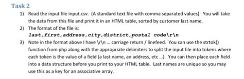 Solved Task Read The Input File Input Csv A Standard Chegg