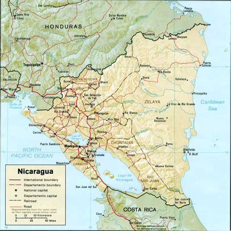 Nicaragua Physical Map Mapsof Net